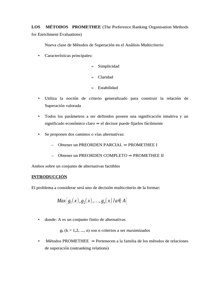 Los Métodos Promethee | PDF | Matemáticas
