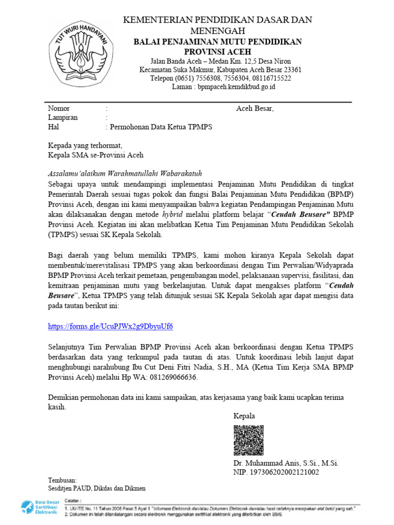 Permohonan Data TPMPS | PDF