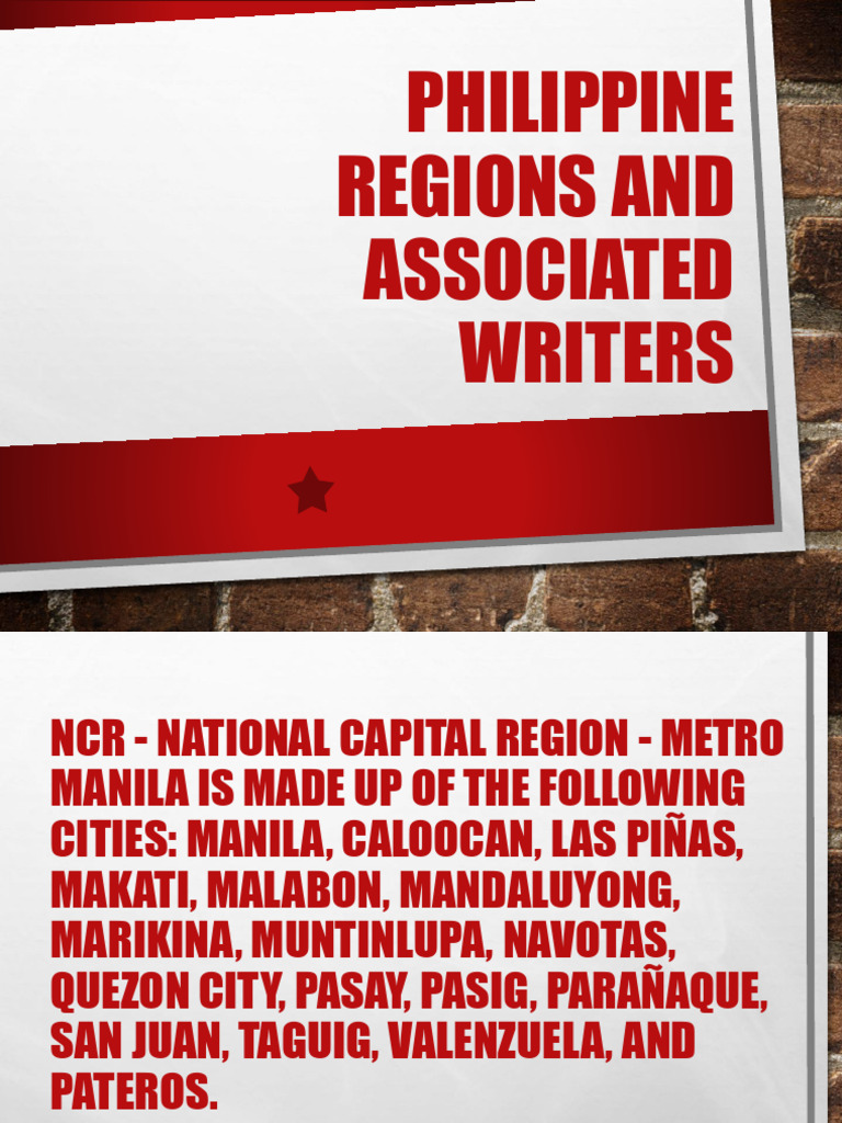 Philippine Regions and Writers | PDF | Mindanao | Metro Manila