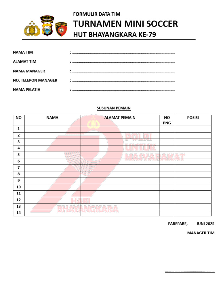 Daftar Pemain Mini Soccer | PDF
