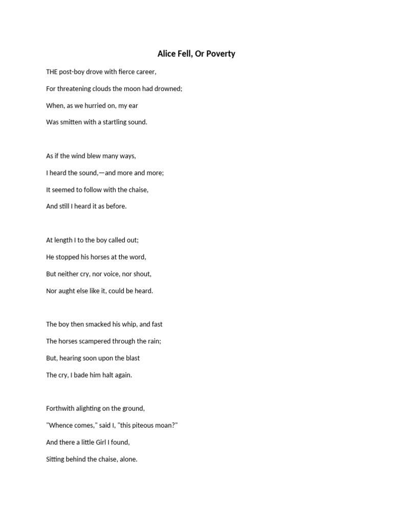 Alice Fell, or Poverty | PDF