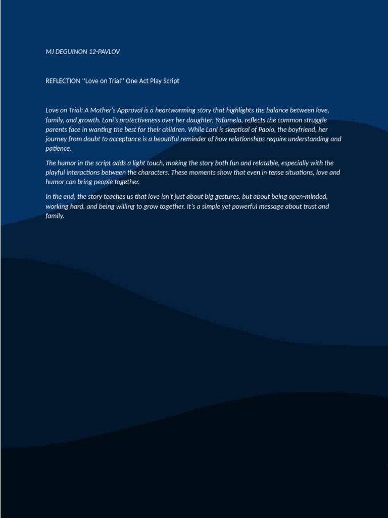 REFLECTION Love On Trial Script | PDF