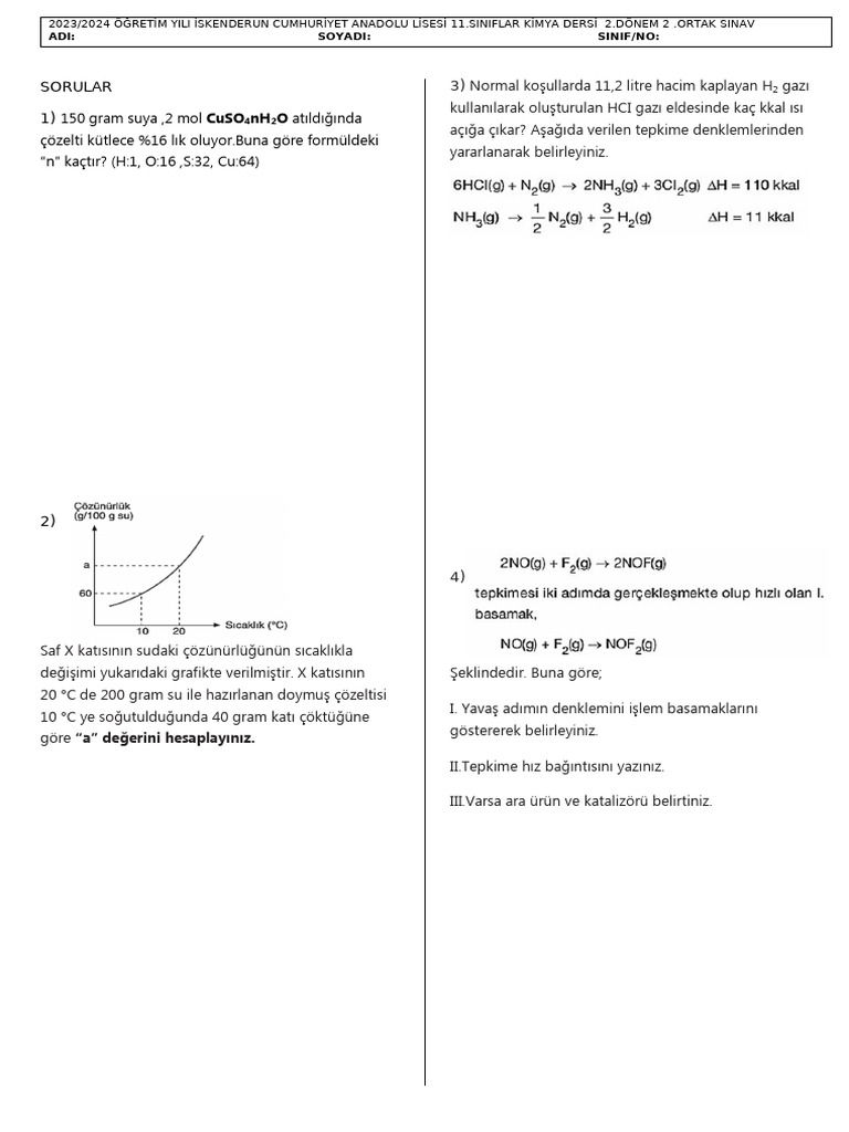 11 Ler 2.dönem 2.yazili | PDF