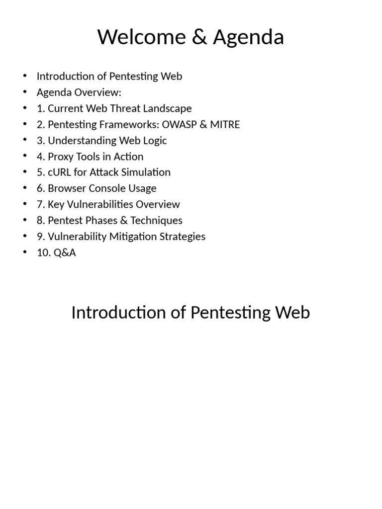 Web_Pentesting_Presentation | PDF | Penetration Test | Computer Security
