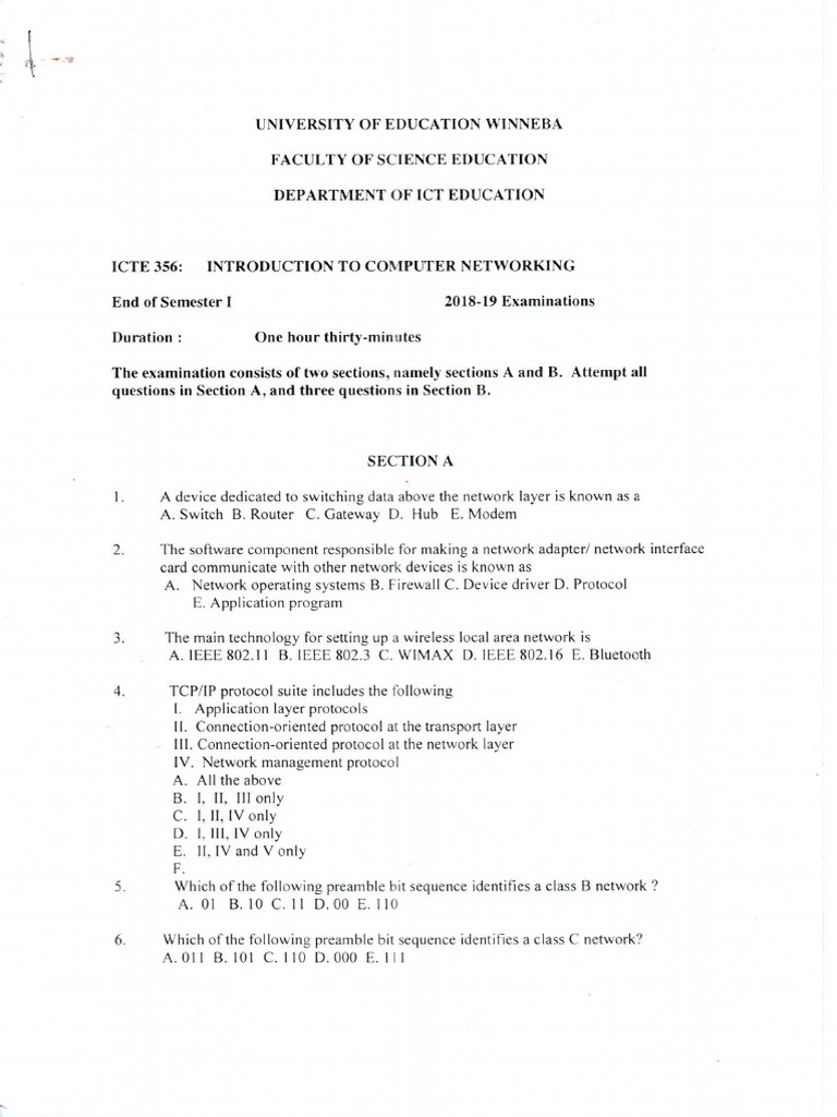 ICTE 356 - Introduction To Computer Networking | PDF