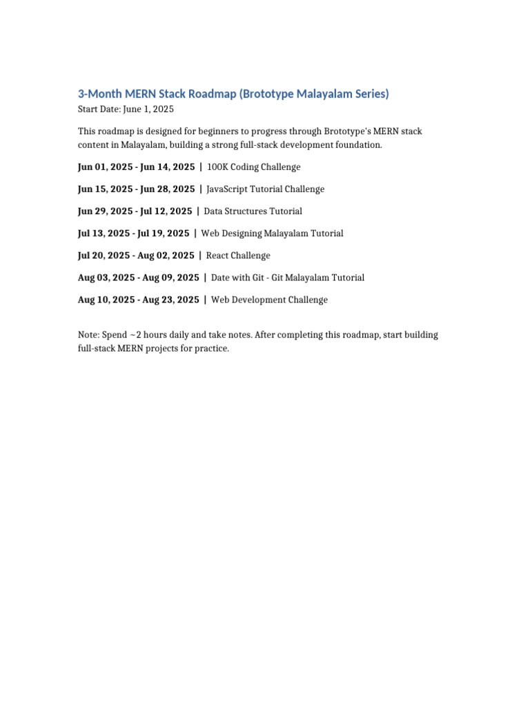 Brototype MERN Stack Roadmap | PDF