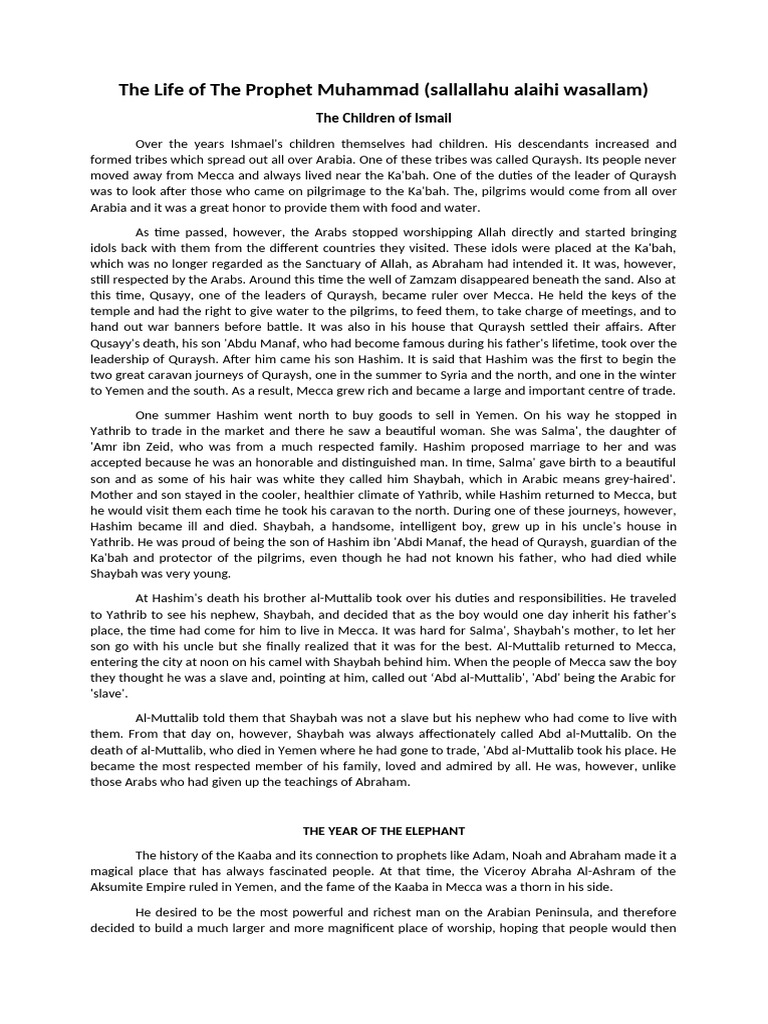 The Early Life of Prophet Muhammad | PDF | Muhammad | Prophets And ...