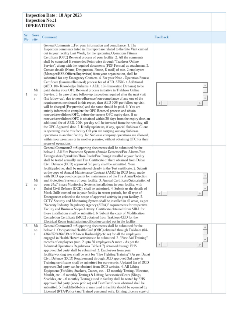 Trakhees Inspection Checklist 2023 | PDF | Warehouse | Waste