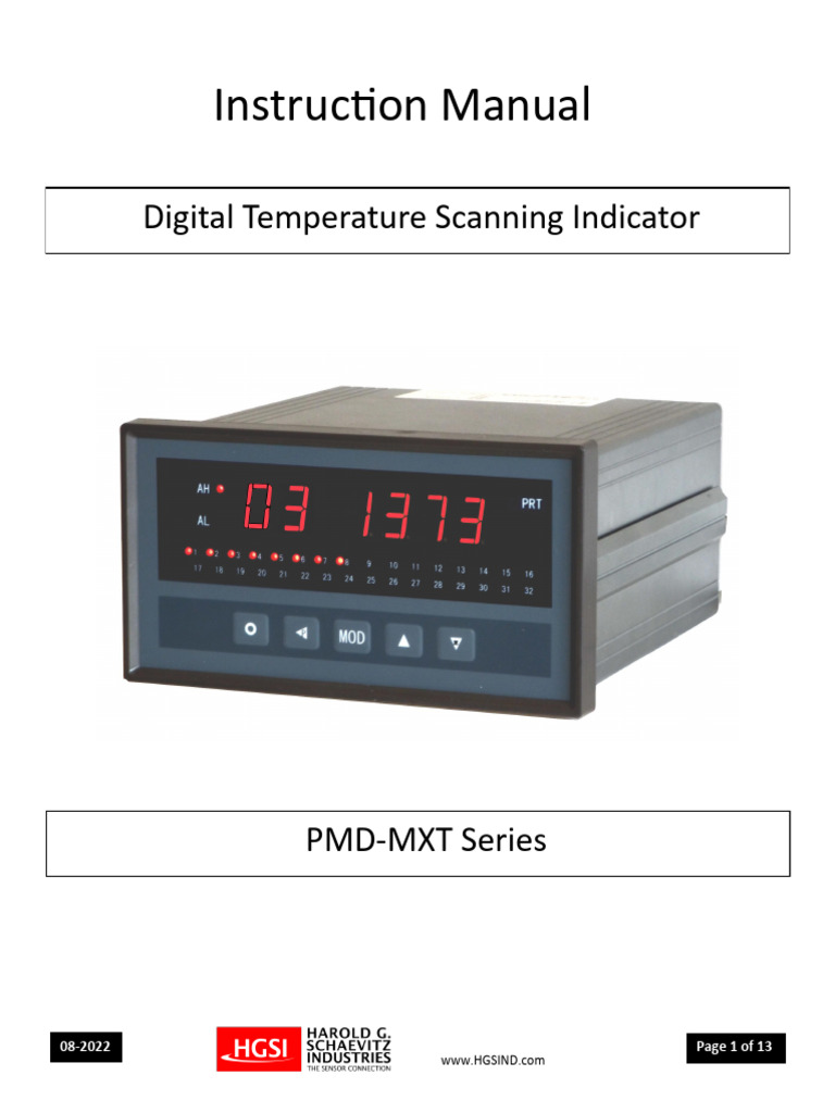 PMD-MXT MultiLite Digital Temperature Scanner Indicator - Instruction ...