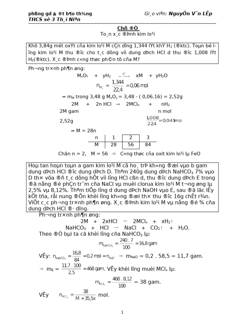 Bai Tap Xac Dinh Cong Thuc Hoa Hoc HSG | PDF
