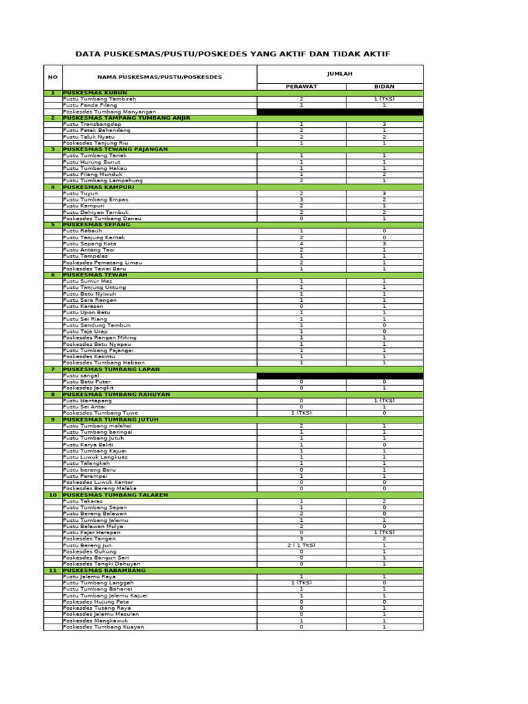 Data Puskesmas, Pustu, Poskesdes 2024 | PDF