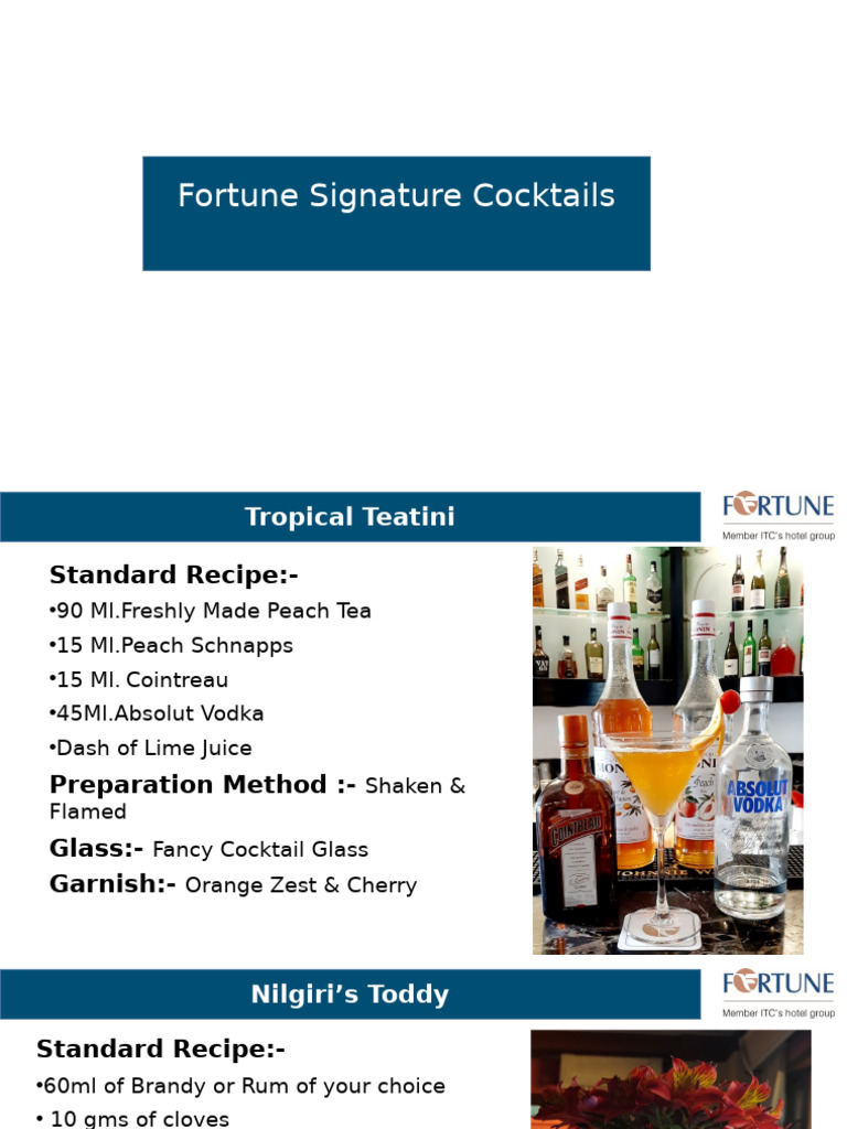 Fortune Signature Cocktails Master Sheet | PDF