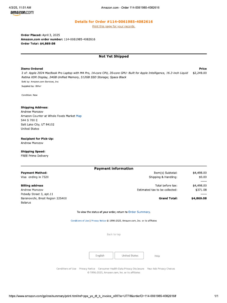 Mac 16 2 Pcs Invoice | PDF