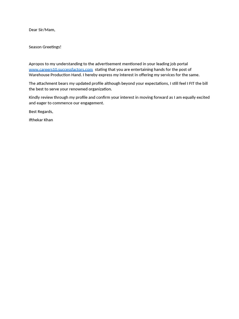 Dear Sir-Cover Letter. | PDF