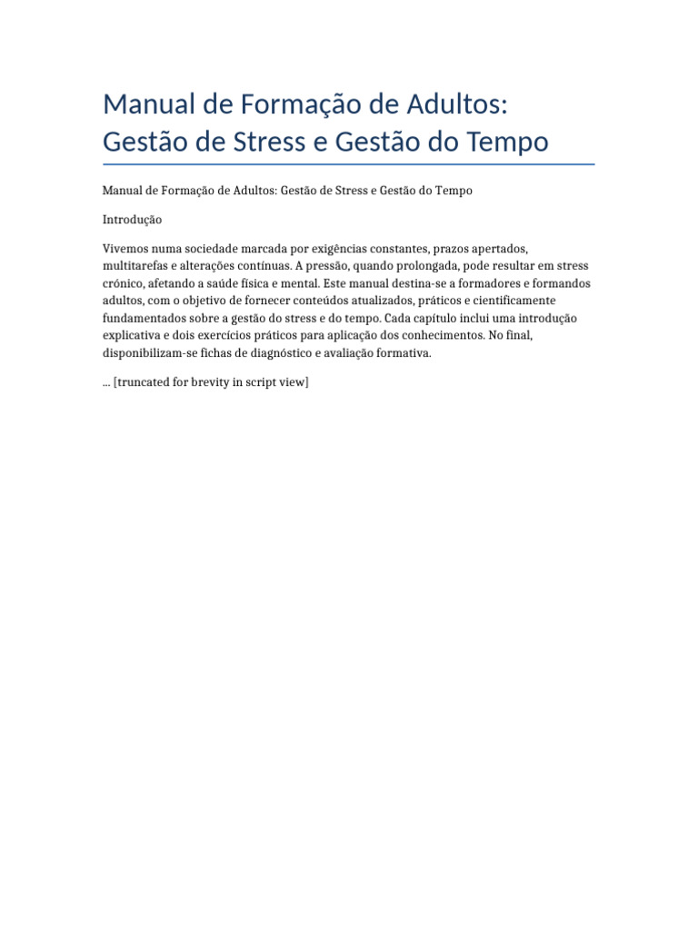Manual Gestao Stress Tempo | PDF