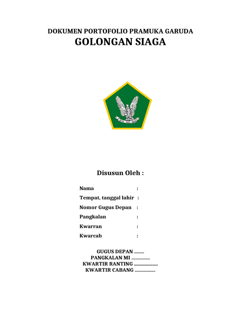 Cover Berkas Portofolio Pramuka Garuda Siaga | PDF