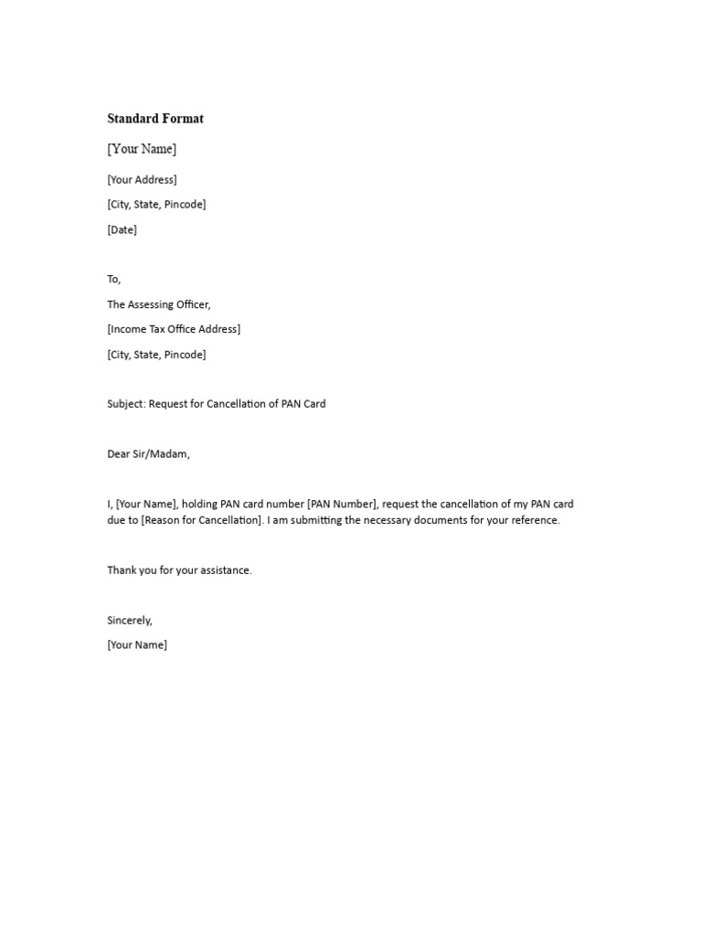 Pan Card Cancellation Form | PDF