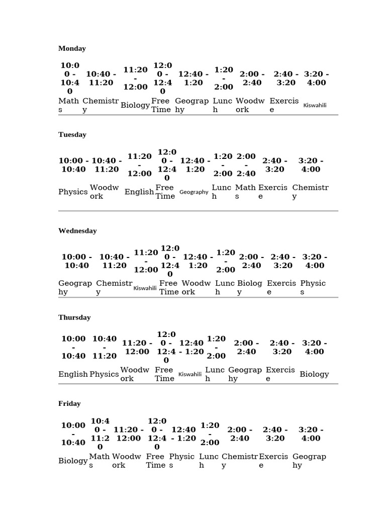Ultimate Time Table Real | PDF