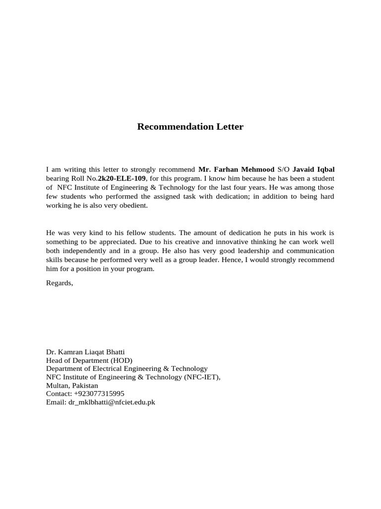 Recomendation Hod | PDF