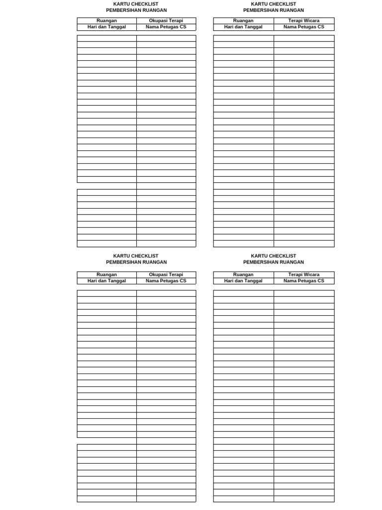 Kartu Checklist Cs Pdf