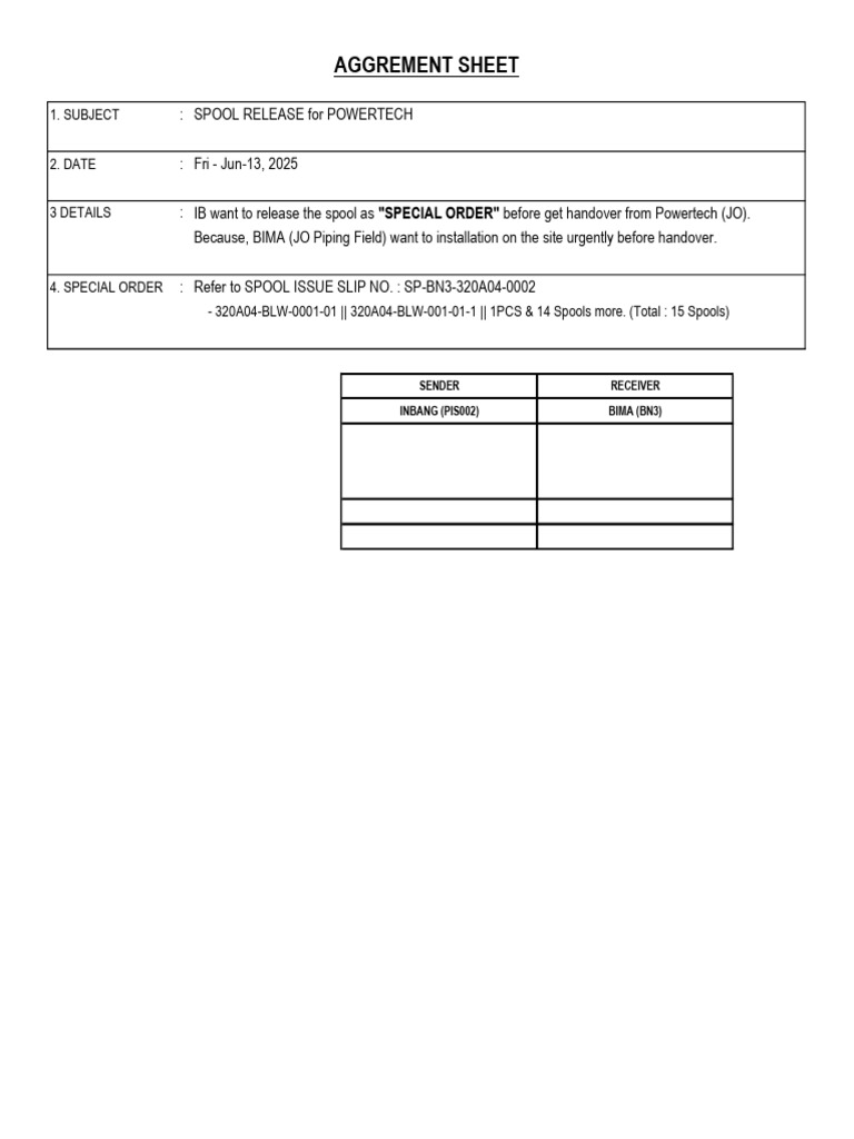Aggrement Sheet | PDF