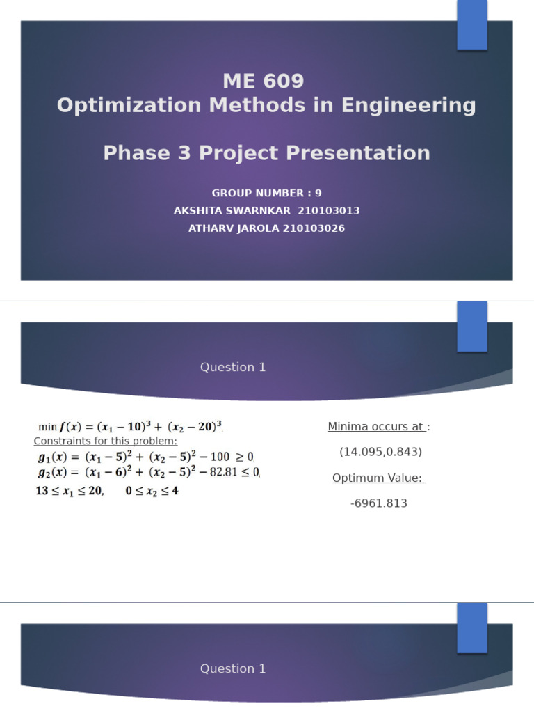 ME 609 Phase 3 Presentation | PDF | Mathematical Optimization | Analysis