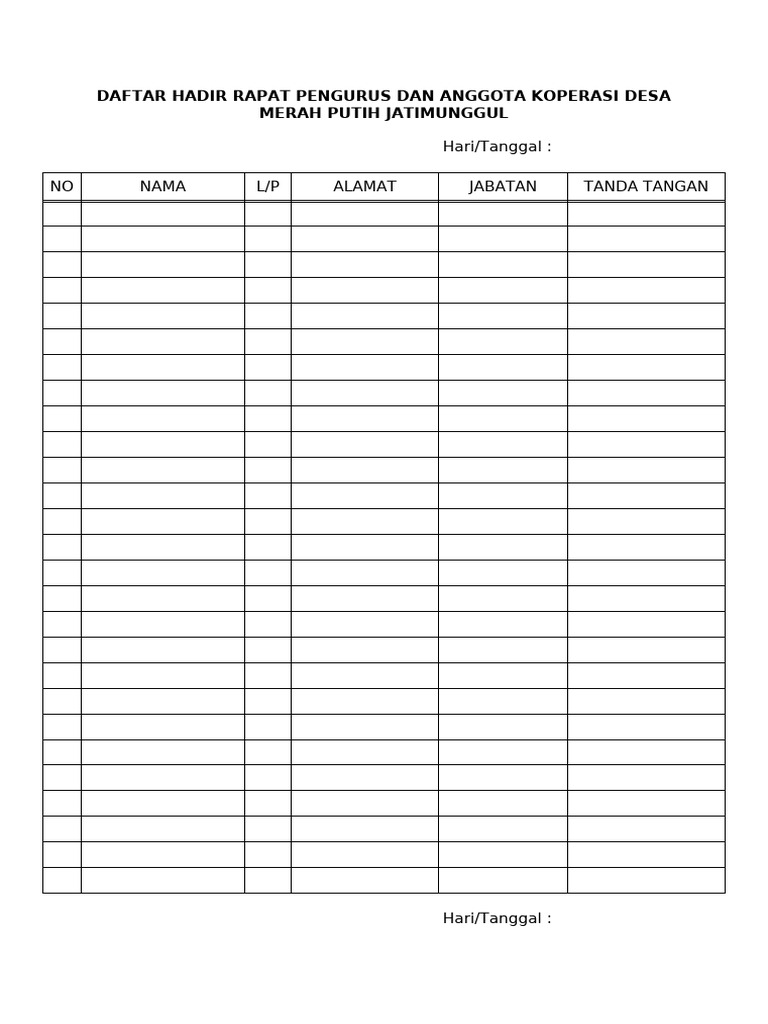 Daftar Hadir | PDF