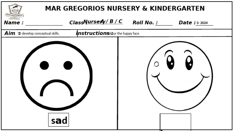 Concept Worksheet Happy and Sad | PDF