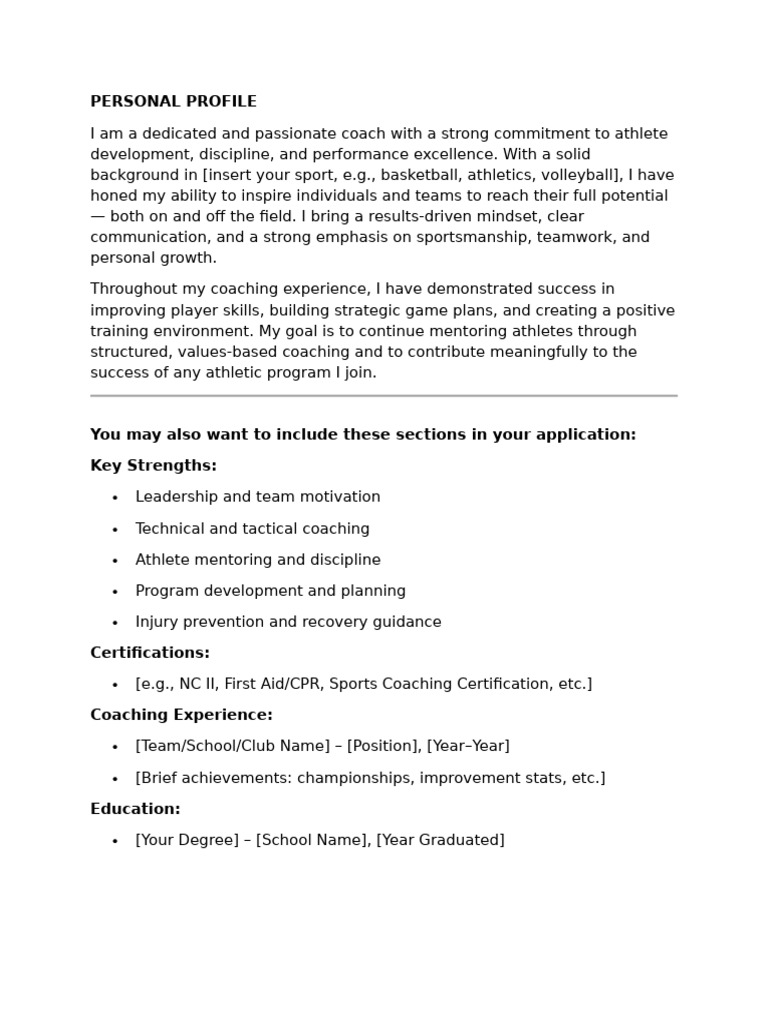 Coach Application | PDF