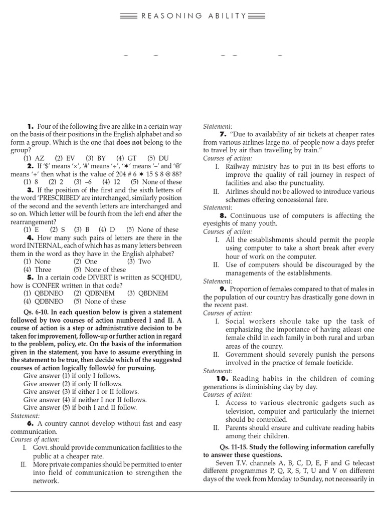 General Intelligence, Reasoning, Quantitative Aptitude | PDF | Argument ...