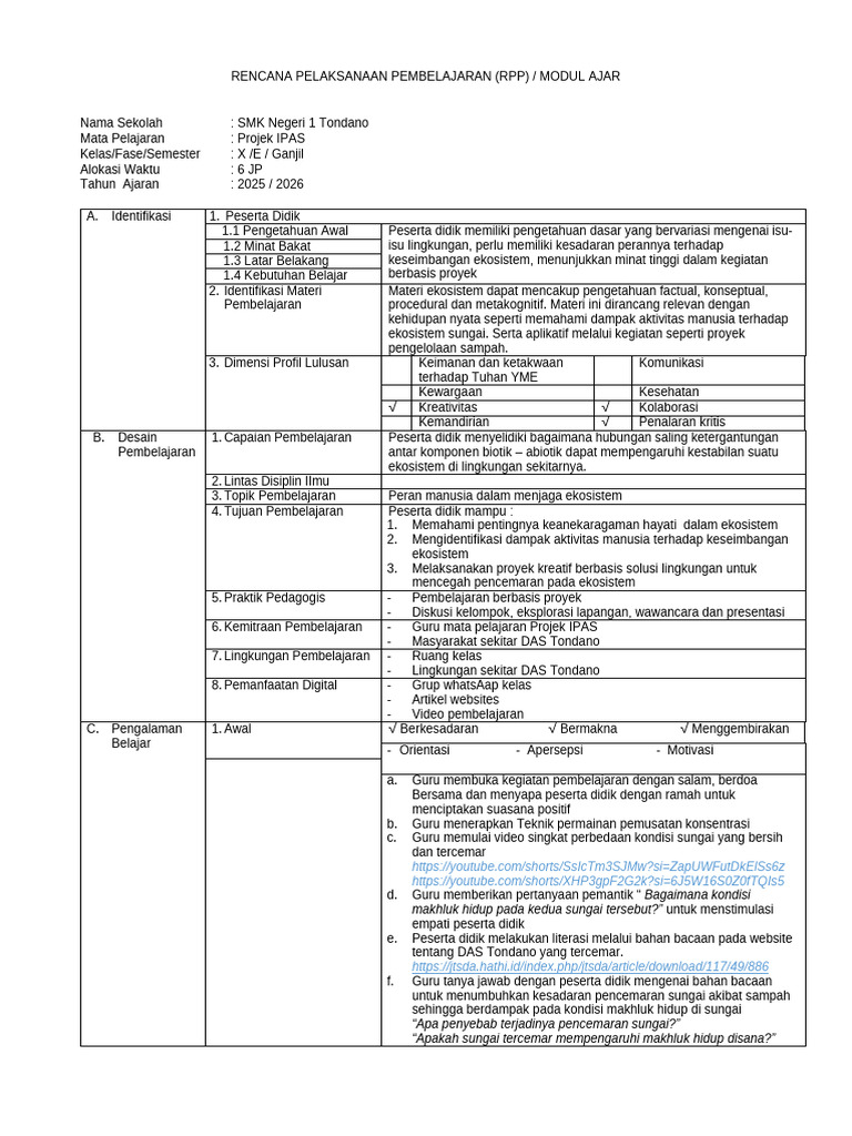 RPP Deep Learning Projek IPAS-1 | PDF