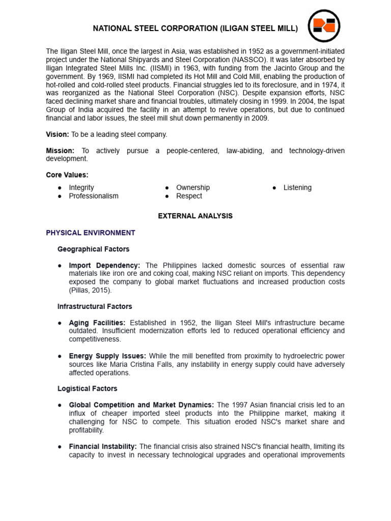 National Steel Corporation Overview | PDF | Innovation | Supply Chain