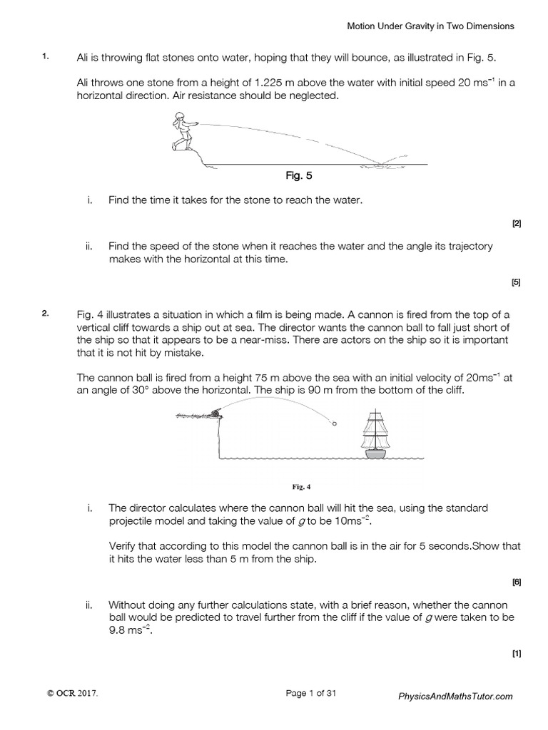 Motion Under Gravity: Projectile Problems | PDF | Physics | Applied And ...