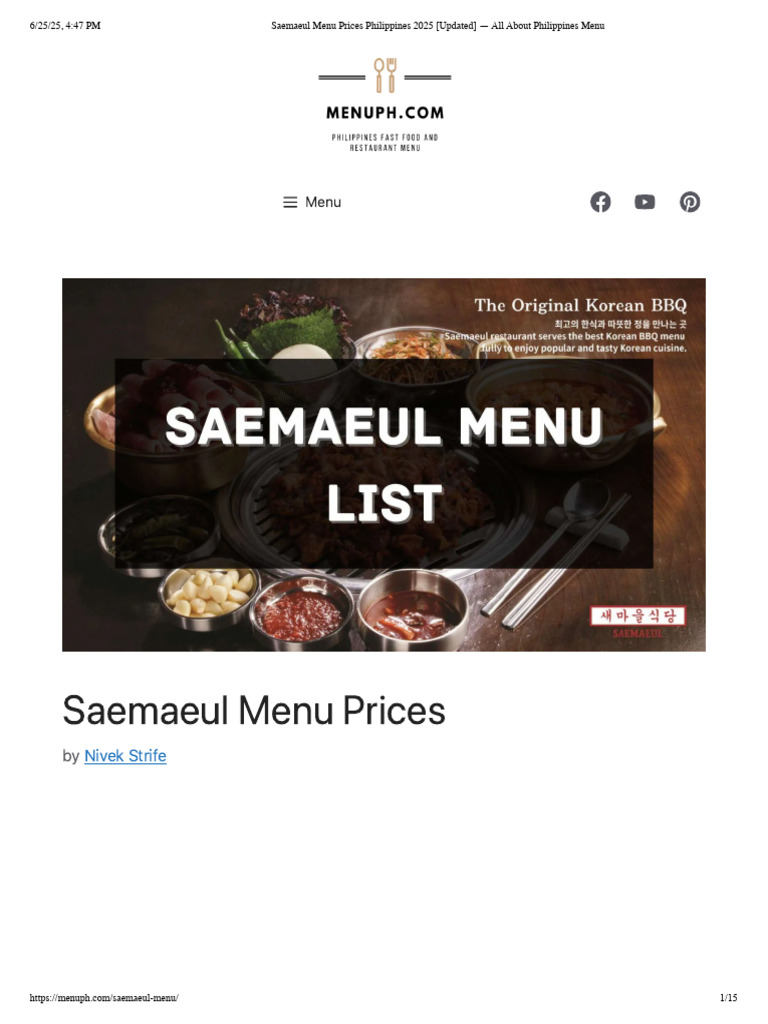 Saemaeul Menu Prices Philippines 2025 [Updated] — All About Philippines ...