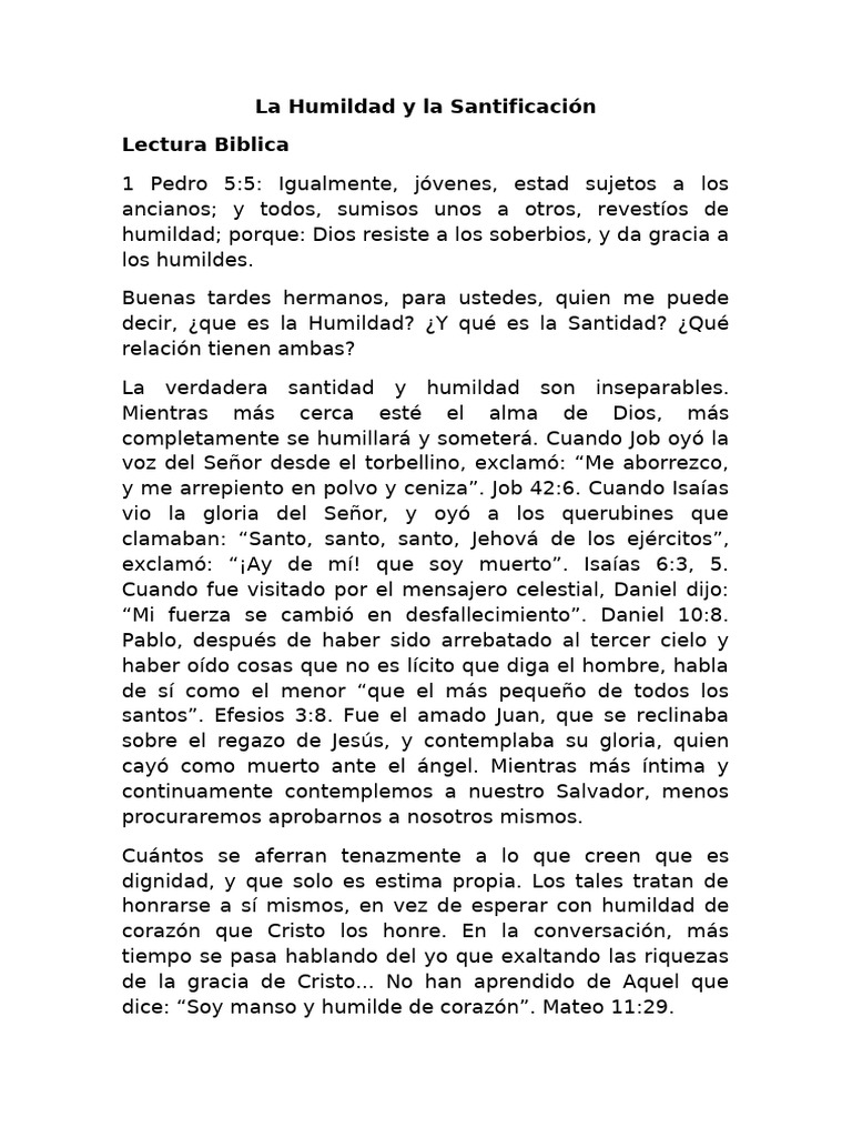 Humildad y Santificación en la Biblia | PDF | Cristo (título) | Jesús