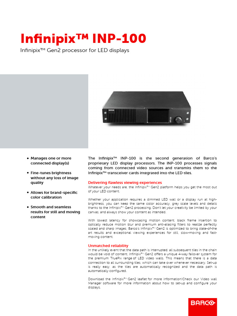 Barco Infinipix INP-100 Overview | PDF | Hdmi | Information And ...