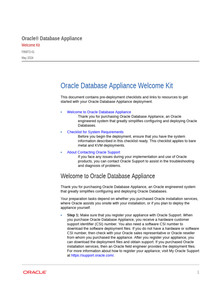 Oracle Database Appliance Welcome Kit | PDF | Databases | Domain Name ...