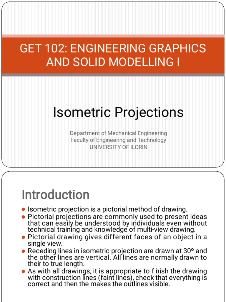 GET 102 Isometric Projections Class Lecture | PDF | Euclid | Technical Drawing