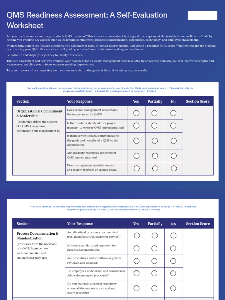 QMS Readiness Self-Assessment Tool | PDF | Quality Management System ...