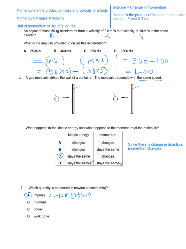 Momentum (Multiple Choice) QP Ariella | PDF