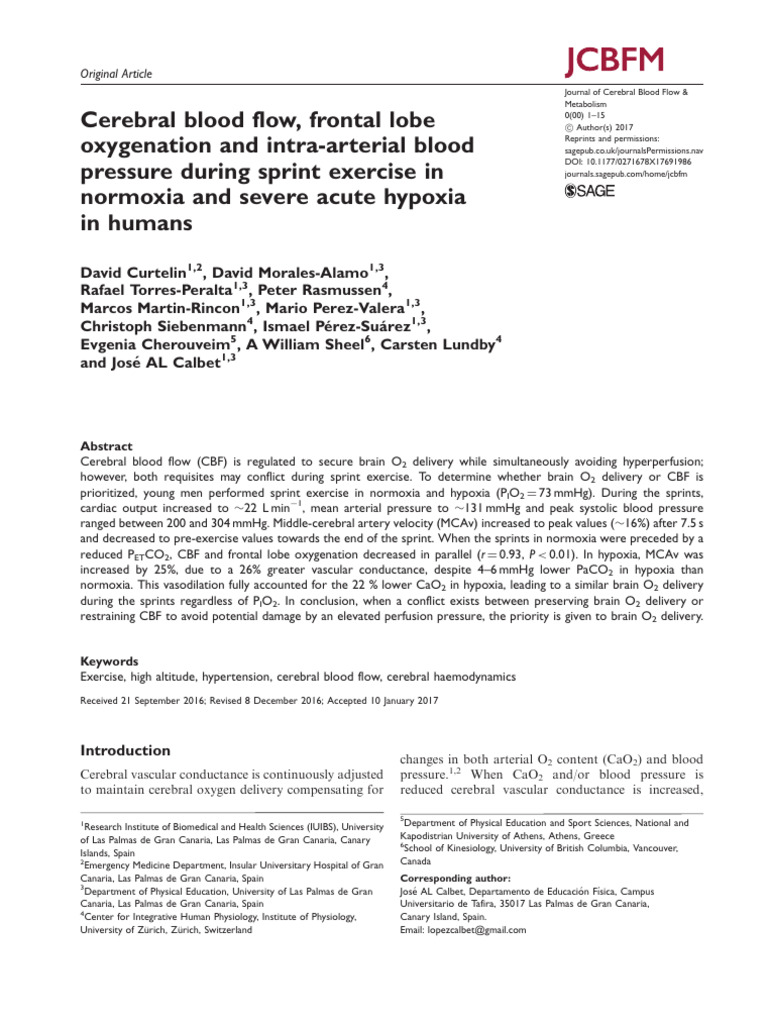 Cerebral Blood Flow, Frontal Lobe Oxygenation and Intra-Arterial Blood ...