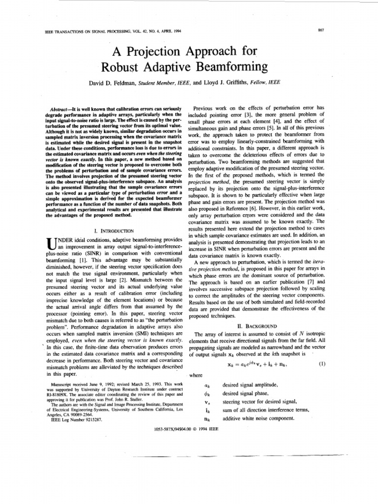 Robust Adaptive Beamforming Method | PDF | Covariance | Eigenvalues And ...