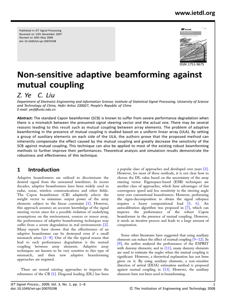 2009-J-IET-Non-sensitive Adaptive Beamforming Against Mutual Coupling ...