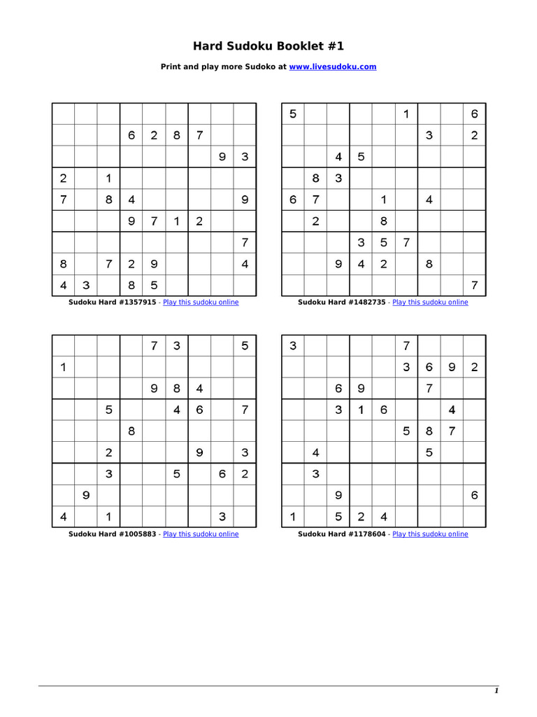 Online Hard Sudoku Challenges | PDF | Logic Puzzles | Puzzles