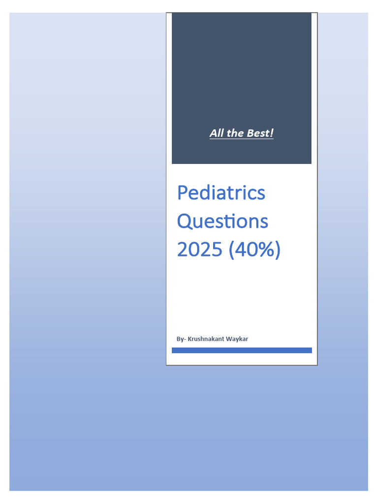 Pediatric Medical Exam Questions 2025 | PDF | Respiratory Diseases ...
