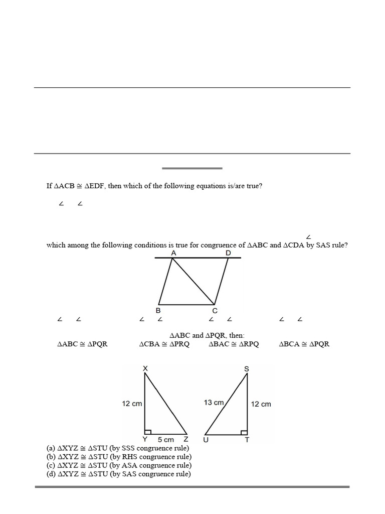 Maths Class Ix Chapter 07 Triangles Practice Paper | PDF | Teaching Methods & Materials