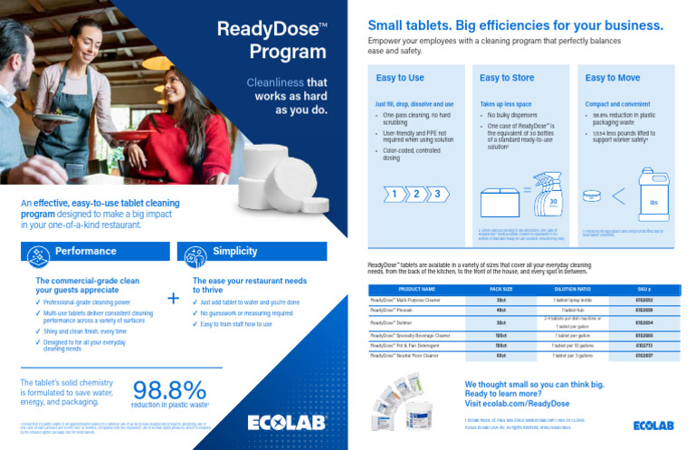 Ecolab ReadyDose™ Cleaning Solutions | PDF