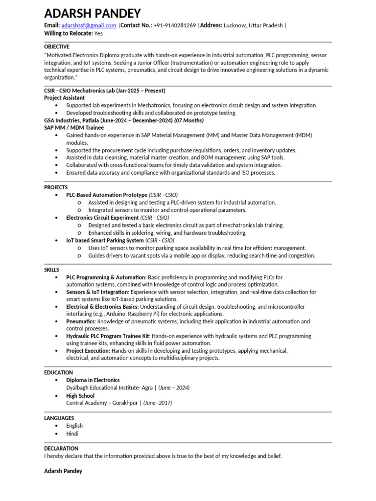 Adarsh Light Mechanics PVT Ltd. | PDF | Programmable Logic Controller | Automation