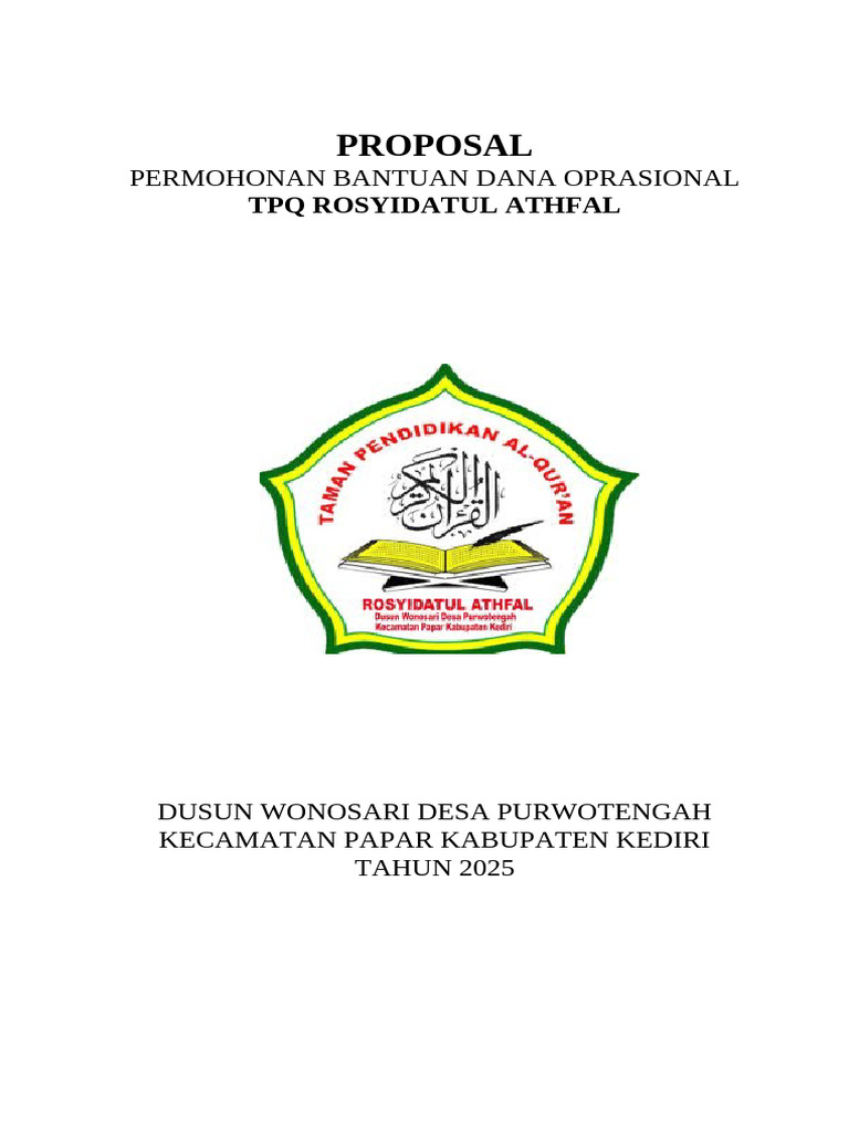 PROPOSAL Bantuan OPRASIONAL TPQ RA 2025 | PDF