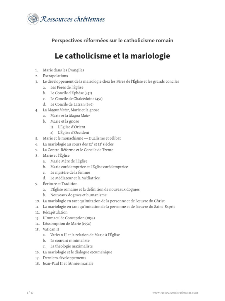 Mariologie et catholicisme réformé | PDF | Marie, mère de Jésus ...